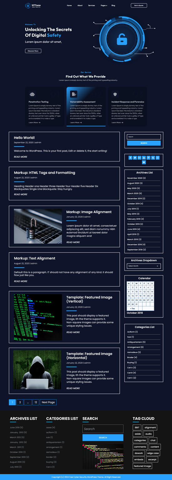 Best Free Cyber Security WordPress Theme For Firewall Agency