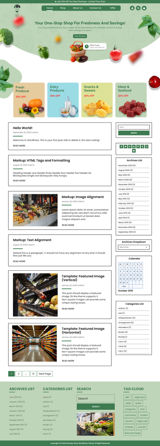 Free Grocery Store WordPress Theme for Supermarkets and Retail Stores